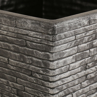 Charles Bentley Pair of Tall Slate Planters (Dia. 30cm) Grey Plastic Pots