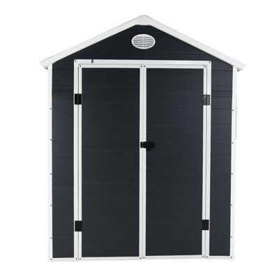 Charles Bentley Plastic Storage Garden Shed 6.3ft x 6.2ft Grey Med Roof ...