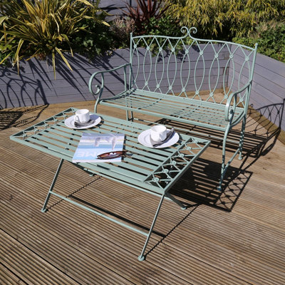 Charles bentley wrought iron bistro set grey store