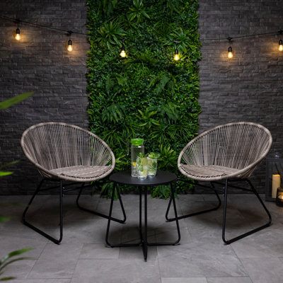Charles Bentley Zanzibar Tea for Two Bistro Set Grey Cafe 2 Chairs and ...