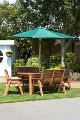 Charles Taylor 8 Seater Wooden Rectangular Table & Chairs Benches ...