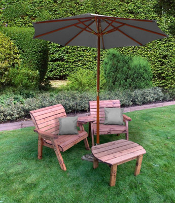 Charles Taylor Wooden Angled Twin Companion Grand 2 Seater Chair Table Grey