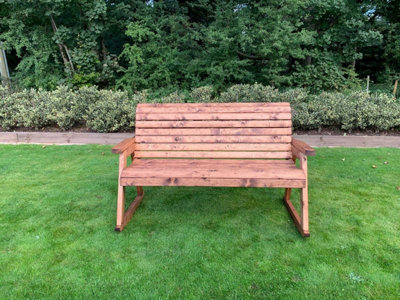 Charles Taylor Wooden Garden 3 Seater Rocker Bench Rocking Chair & Red ...