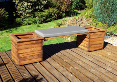 Charles Taylor Wooden Garden Square Raised Planter Bench Seat & Grey ...