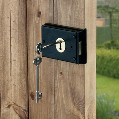 Charles Watson 100mm/4" Double Handed Rim Dead Lock Black Garden Shed ...