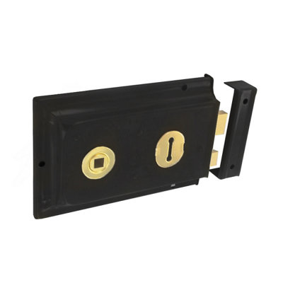 Charles Watson 150mm Double Handed Rim Lock Black Gate Shed Secure Door ...