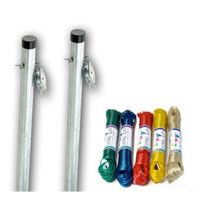 Charles Watson 8ft Galvanised Cleat & Pully Clothes Poles With 20m ...