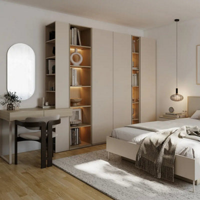 Charlie CH-22 Desk With Bookcase & Mirror 100 cm in Cashmere - Compact ...