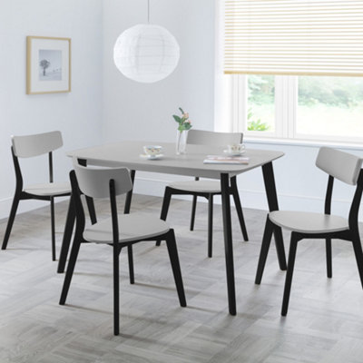 Charlie Rectangular Dining Table, Grey Top, Black Legs, Wood, 4 Seater ...