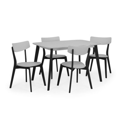 Charlie Rectangular Dining Table, Grey Top, Black Legs, Wood, 4 Seater ...