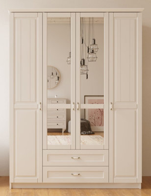 4 door 2 drawer mirrored wardrobe store