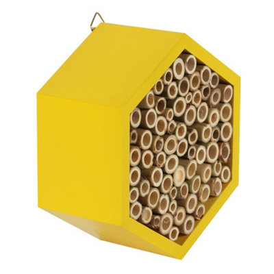 Charming Wooden Bee House. Includes Metal Hanger. Great for Solitary ...