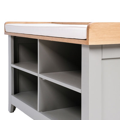 Charnwood Hallway Bench with Open Shoe Tidy Free Standing Grey 20kg