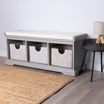 Charnwood Hallway Bench with Three Removable Storage Baskets and ...