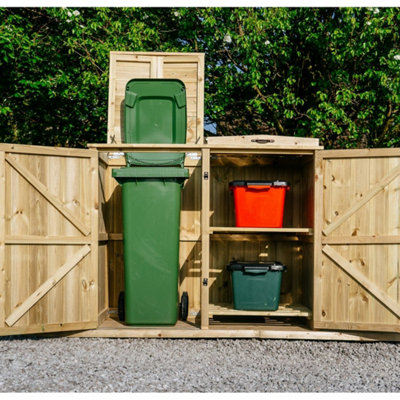 Chatburn 1 Wheelie Bin/2 Recycle Box Store - L80.4 x W134 x H120 cm ...
