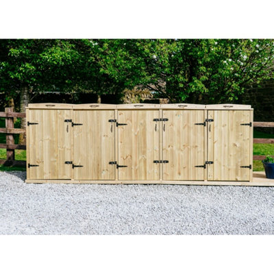 Chatburn 2 Wheelie Bin/6 Recycle Box Store - L80.4 x W319.5 x H120 cm - Fits 2x 180L or 2x 240L ...