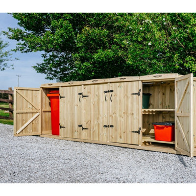 Chatburn 2 Wheelie Bin/6 Recycle Box Store - L80.4 x W319.5 x H120 cm - Fits 2x 180L or 2x 240L ...