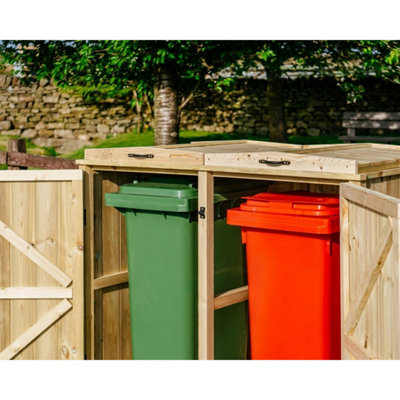 Chatburn Double Wheelie Bin Store - Timber - L97 x W145 x H125 cm ...