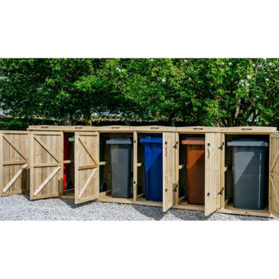 Chatburn Sextet Wheelie Bin Store - Timber - L80.4 x W400.7 x H120 cm ...