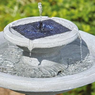 Chatsworth Solar Powered Bird Bath Fountain - Stone Effect Resin ...