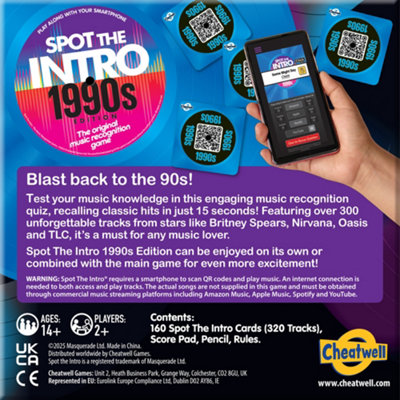 Cheatwell Spot The Intro 80s & 90s Edition Set - Family Party Music Game
