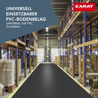 Checker Plate PVC Vinyl Flooring Black 2 mm Thick Non Slip Sheet Vinyl ...