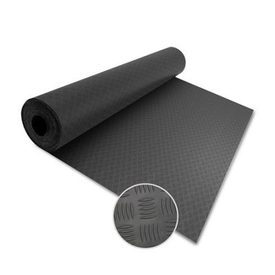 Checker Plate PVC Vinyl Flooring Dark Grey 2 mm Thick Non Slip Sheet ...