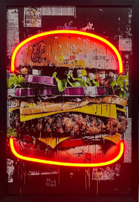 Cheeseburger Neon LED Wall Art 40 x 60 cm