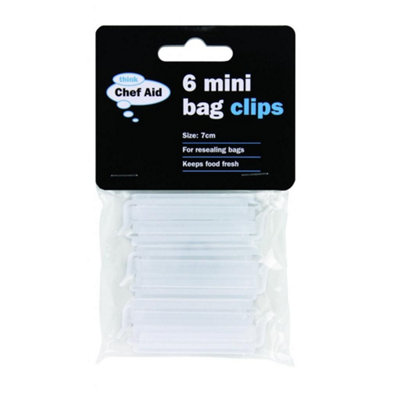 Chef Aid Mini Bag Clips (Pack of 6) White (7cm) | DIY at B&Q
