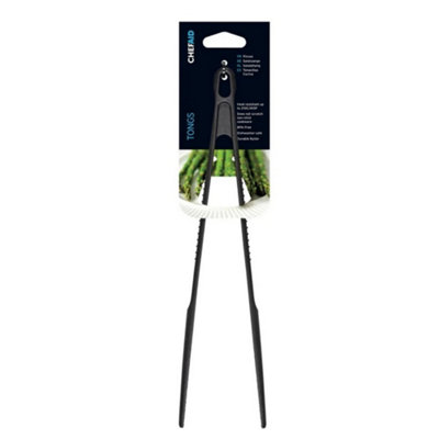 Chef Aid Nylon Tongs Black One Colour (One Size)