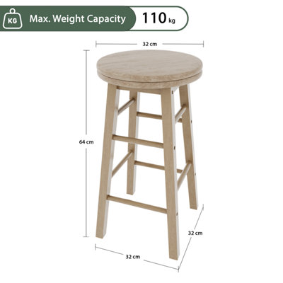 Chef Vida Wooden Revolving Bar Stool Breakfast Bar