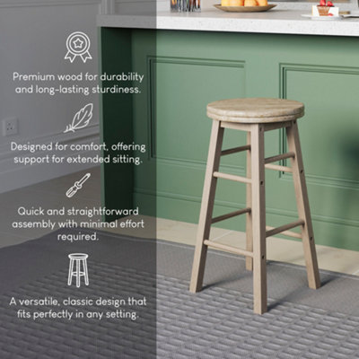 Chef Vida Wooden Revolving Bar Stool Breakfast Bar
