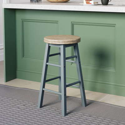 Chef Vida Wooden Revolving Bar Stool - Grey