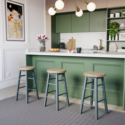 Chef Vida Wooden Revolving Bar Stool - Grey