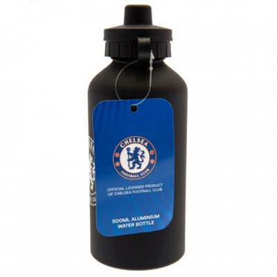 Shop Chelsea FC Crest Aluminium 500ml Water Bottle Black (One Size)