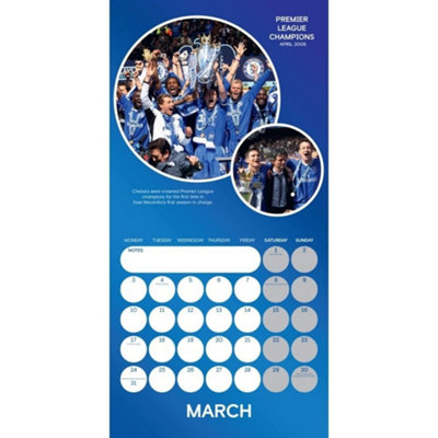 Chelsea FC Legends 2025 Square Wall Calendar White/Royal Blue (30cm x 30cm)