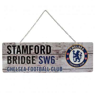 Chelsea FC Rustic Plaque White/Black/Blue (One Size) | DIY at B&Q