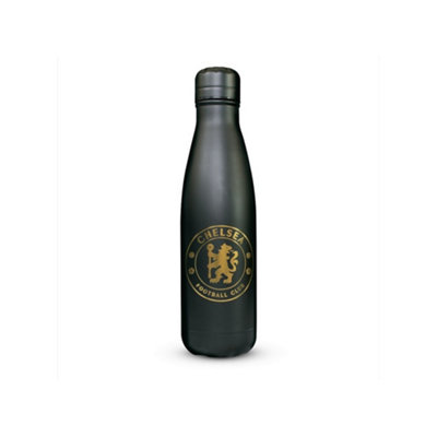 Chelsea FC Stainless Steel Thermal Water Bottle Black/Gold (One Size)