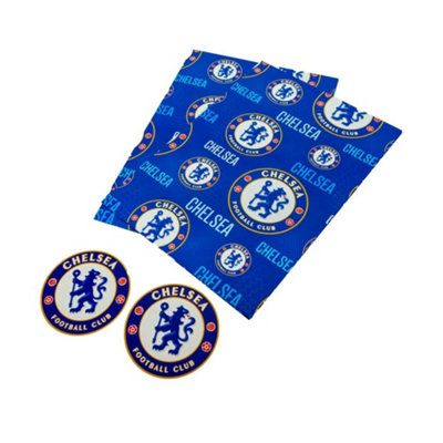 Chelsea FC Text Gift Wrap Blue (One Size)