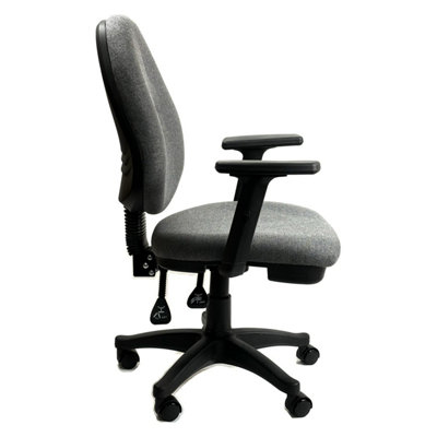 Chelsea Office Chair with Adjustable Arms in Grey Fabric