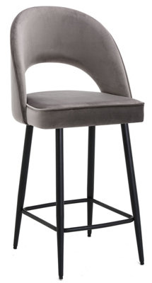 Chelsea Velvet Single Kitchen Bar Stool, Fixed Black Legs, Extra Padded ...