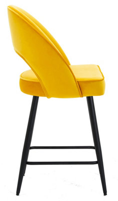 Chelsea Velvet Single Kitchen Bar Stool, Fixed Black Legs, Extra Padded ...