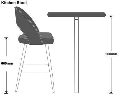 Chelsea Velvet Single Kitchen Bar Stool, Fixed Black Legs, Extra Padded ...