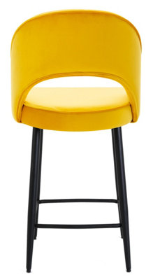 Chelsea Velvet Single Kitchen Bar Stool, Fixed Black Legs, Extra Padded ...