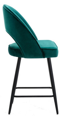 Chelsea Velvet Single Kitchen Bar Stool, Fixed Black Powder Coated Legs ...