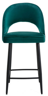 Chelsea Velvet Single Kitchen Bar Stool, Fixed Black Powder Coated Legs ...