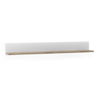 Chelsea Wall Shelf in White with Oak Trim