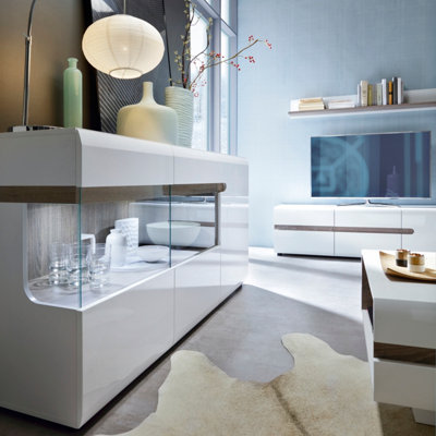 Chelsea Wall Shelf in White with Oak Trim