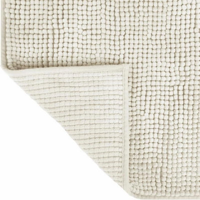 Chenille Bobble Bath Mat Non Slip 50 x 80cm - Cream