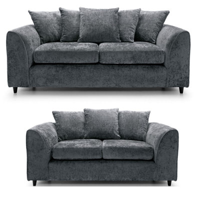 CHENILLE FABRIC SOFA SET GREY 3+2